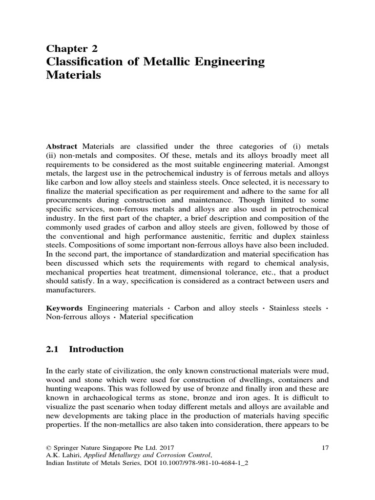 Classification of Metallic Engineering Materials | PDF | Stainless ...