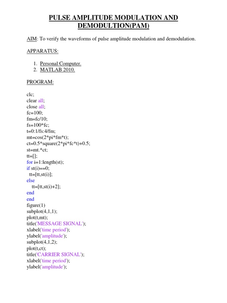 7.pam Matlab Program | PDF