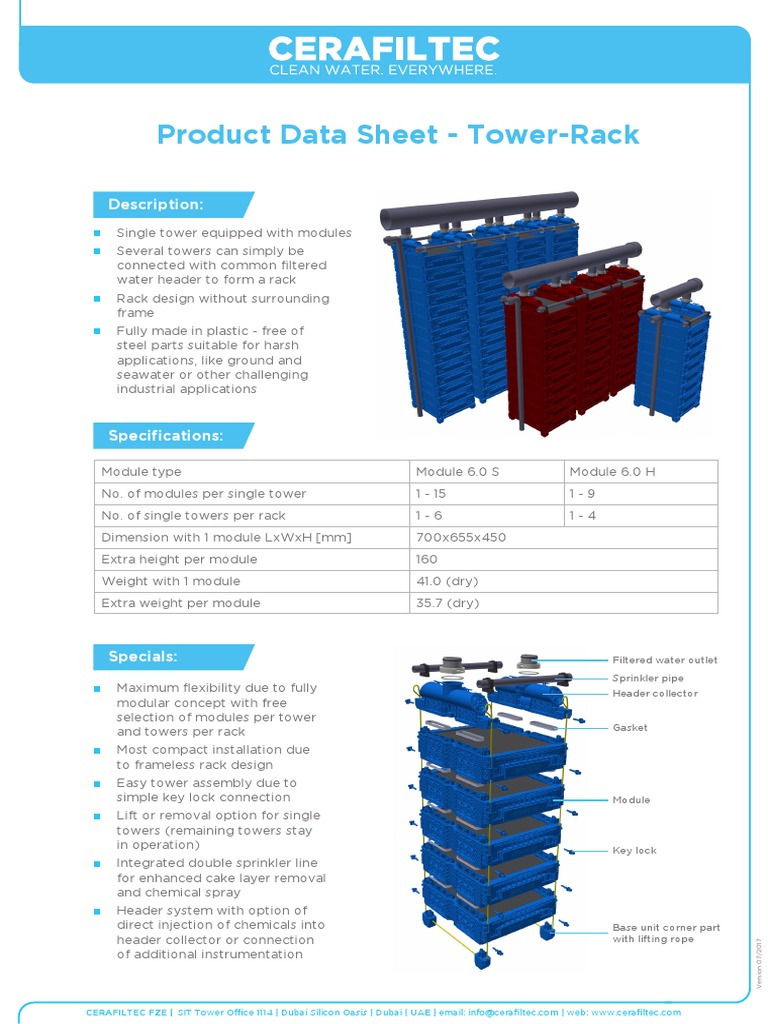 CERAFILTEC Product Data Sheet - Tower-Rack | PDF | Modularity ...