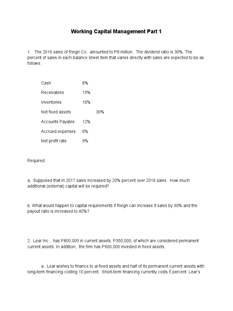 Working Capital | PDF | Working Capital | Money