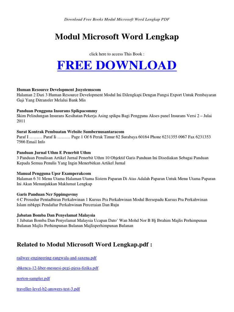 Modul Microsoft Word Lengkap | PDF