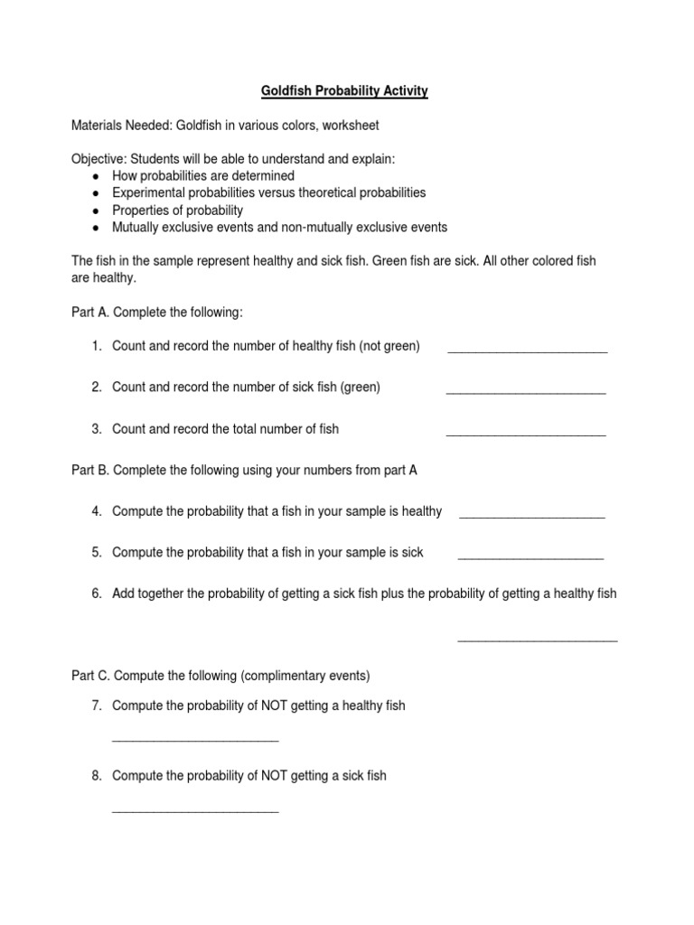 Goldfish Probability Learning Activity | PDF | Science & Mathematics