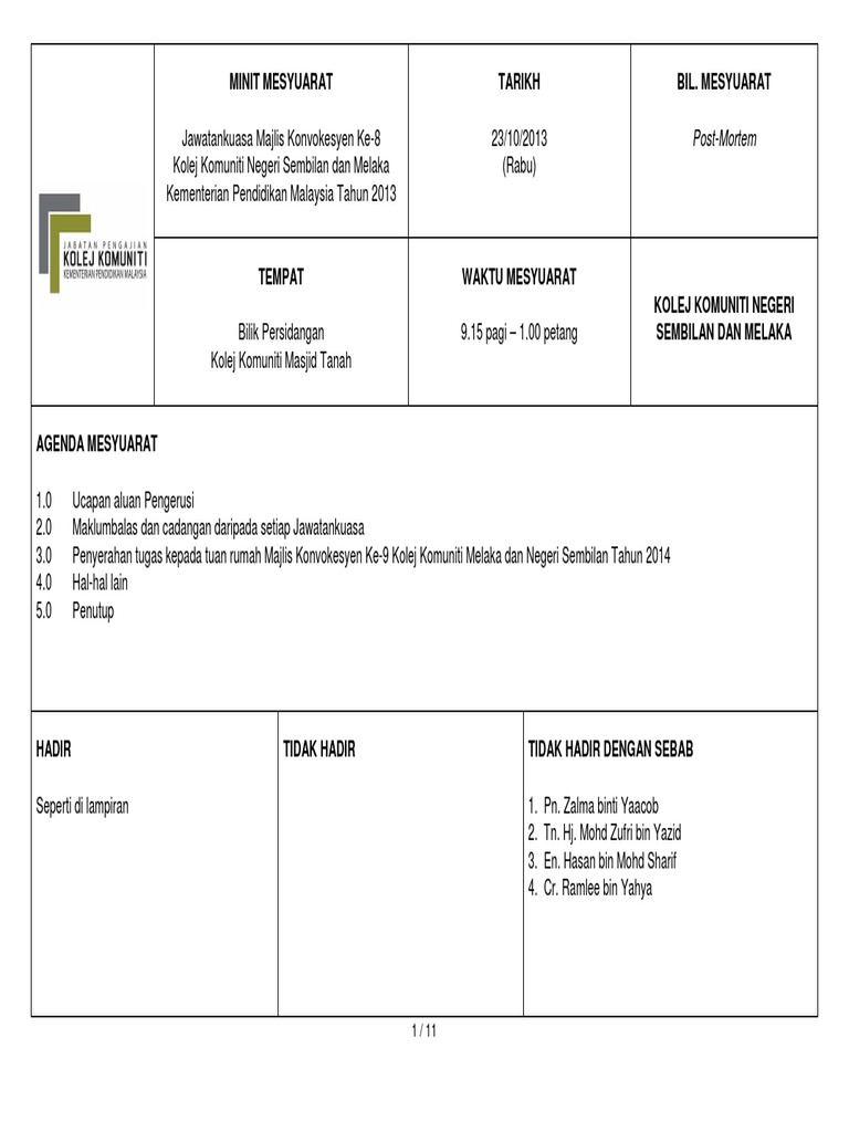 Minit Mesyuarat Post-Mortem | PDF