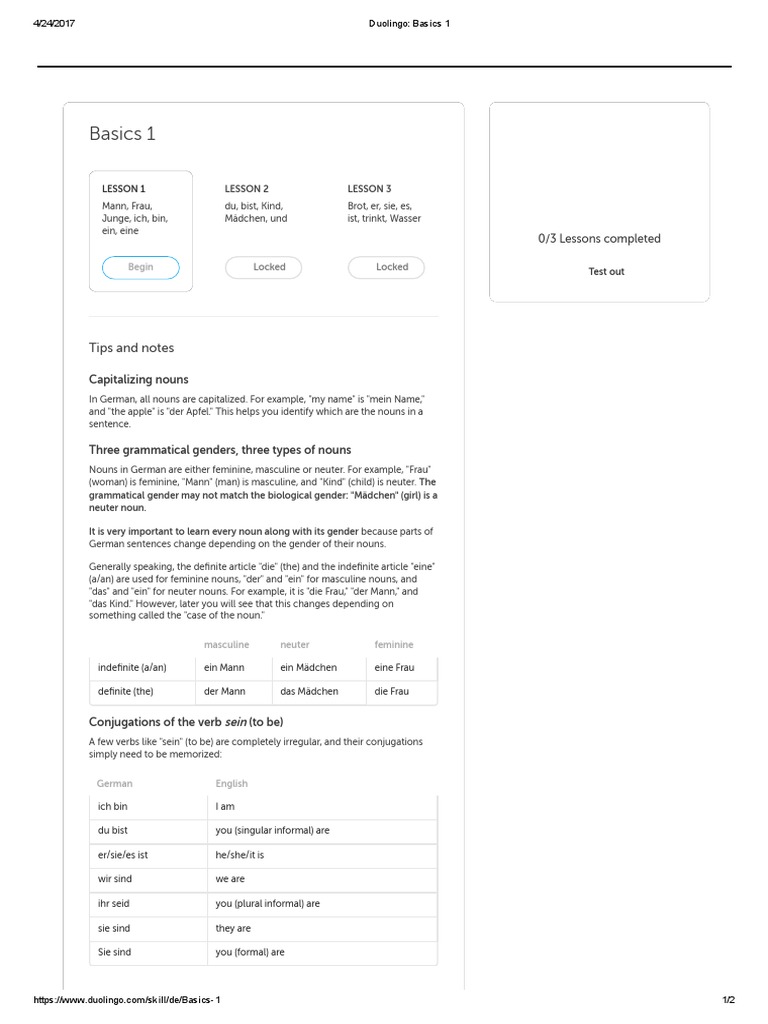 Duolingo - Basics 1 | Download Free PDF | Grammatical Gender ...