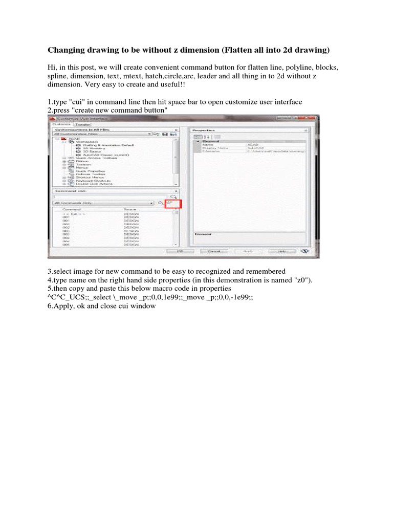 Changing Drawing To Be Without Z Dimension (Flatten All Into 2d Drawing ...