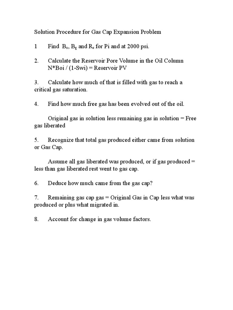 Solution Procedure For 12-4 Gas Cap Expansion Problem | PDF