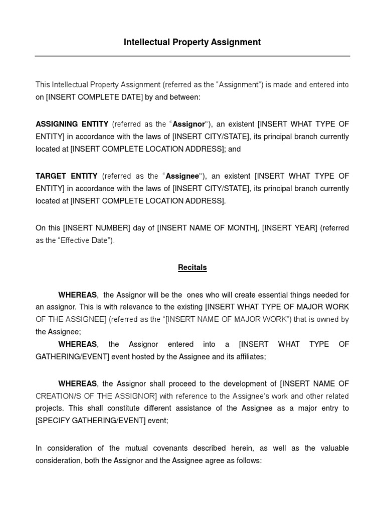 Intellectual Property Assignment | PDF | Assignment (Law) | Civil Law (Legal System)