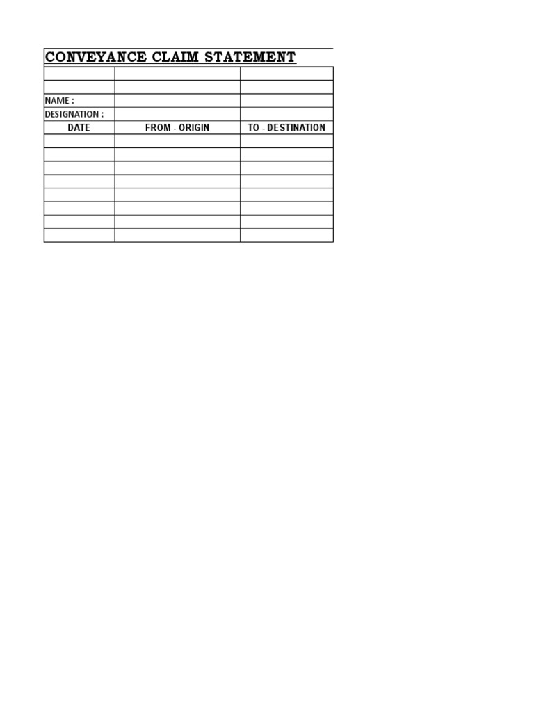 Conveyance Claim Statement-Template | PDF