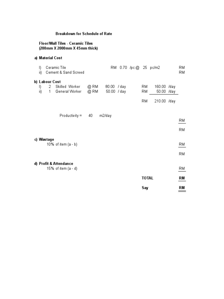Built Up Rates | PDF