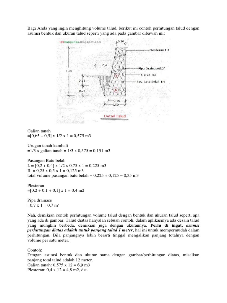 Menghitung Volume Talud | PDF | Metode & Bahan Ajar