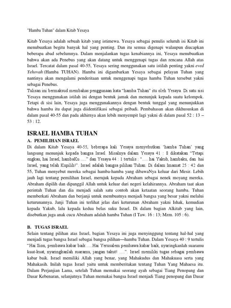 Hamba Tuhan (Menurut Kisah Yesaya) | PDF