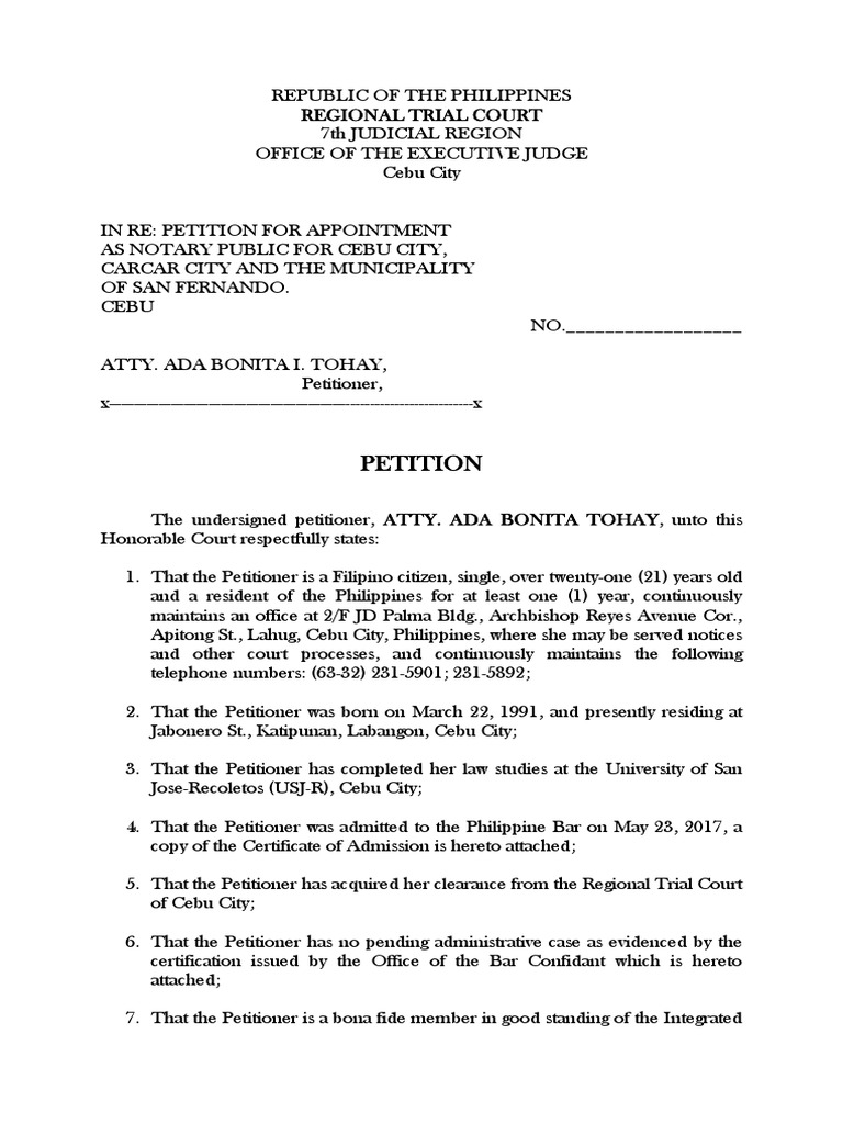 Petition For NC | PDF | Notary Public | Government Institutions