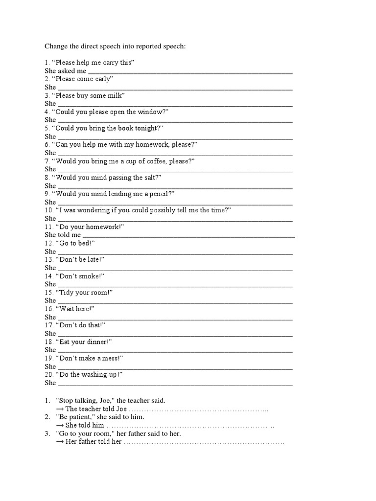 Indirect Orders and Questions | PDF