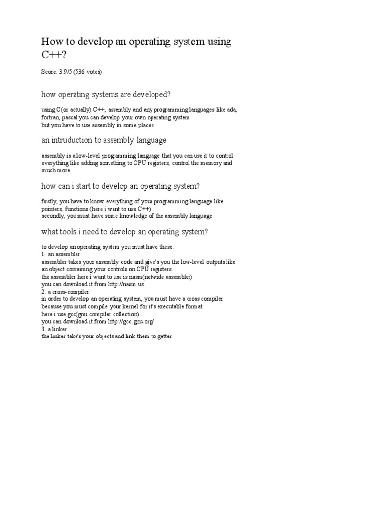 How To Develop An Operating System Using | PDF | Operating System ...