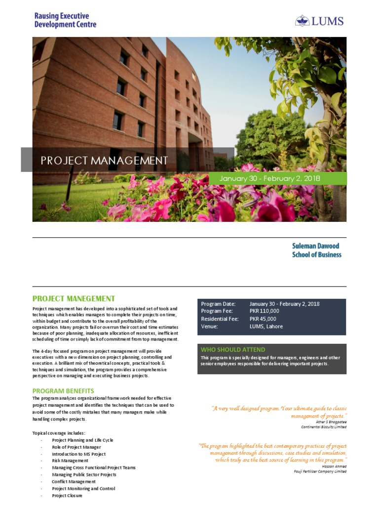 Project Management Lums | PDF | Project Management | Fee