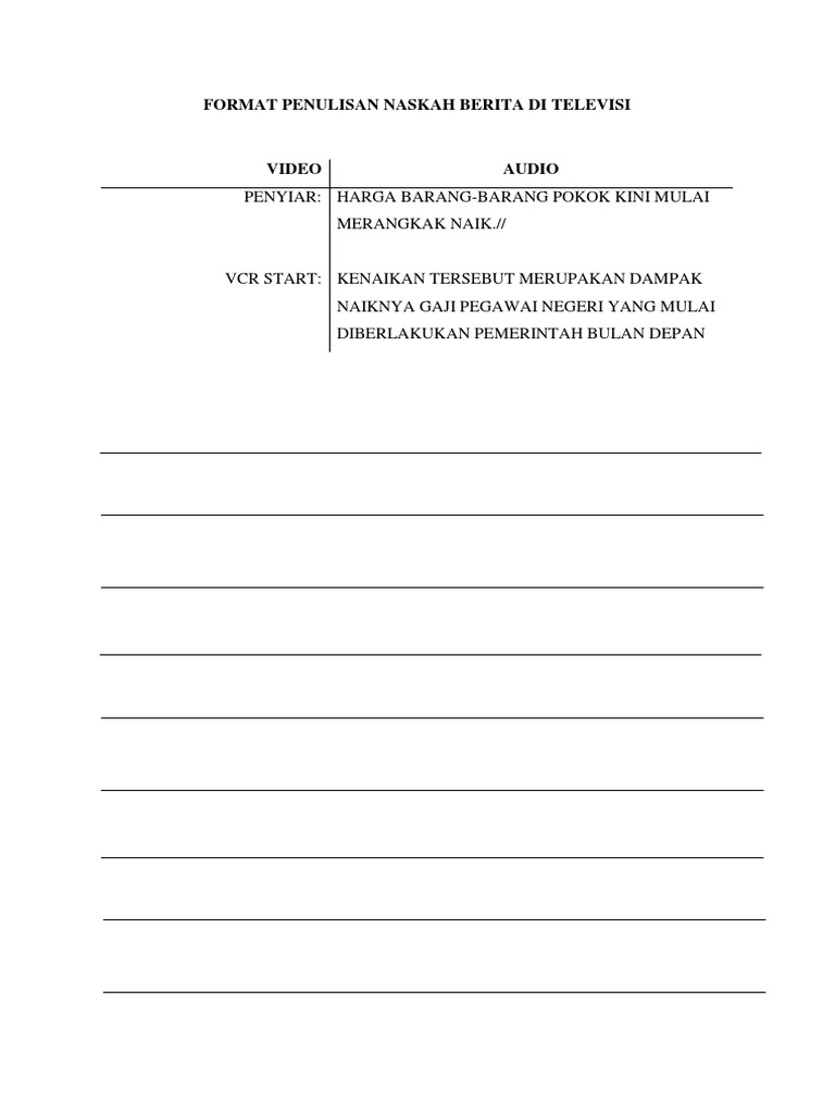 Format Naskah Penulisan Berita TV | PDF