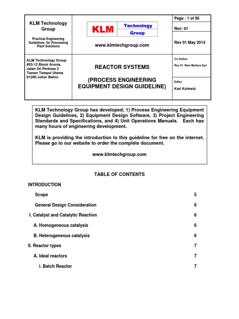 ENGINEERING DESIGN GUIDELINES Reactor Systems Rev01web PDF | PDF