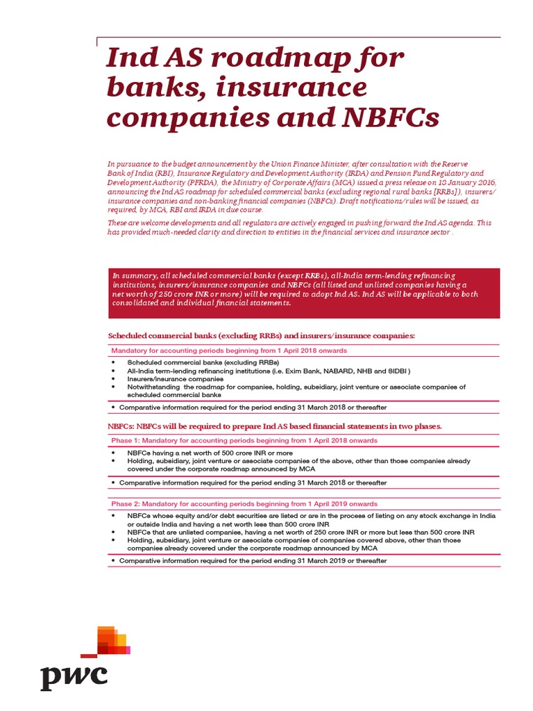 Ind As Roadmap Bank and Insurance 2016 (1) | PDF | Non Bank Financial Institution ...