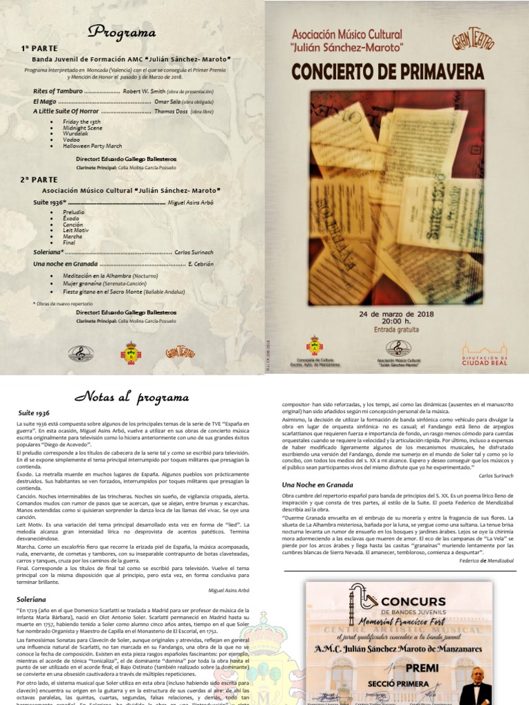 Programa de Mano Concierto de Primavera 2018 | Elementos de la música ...