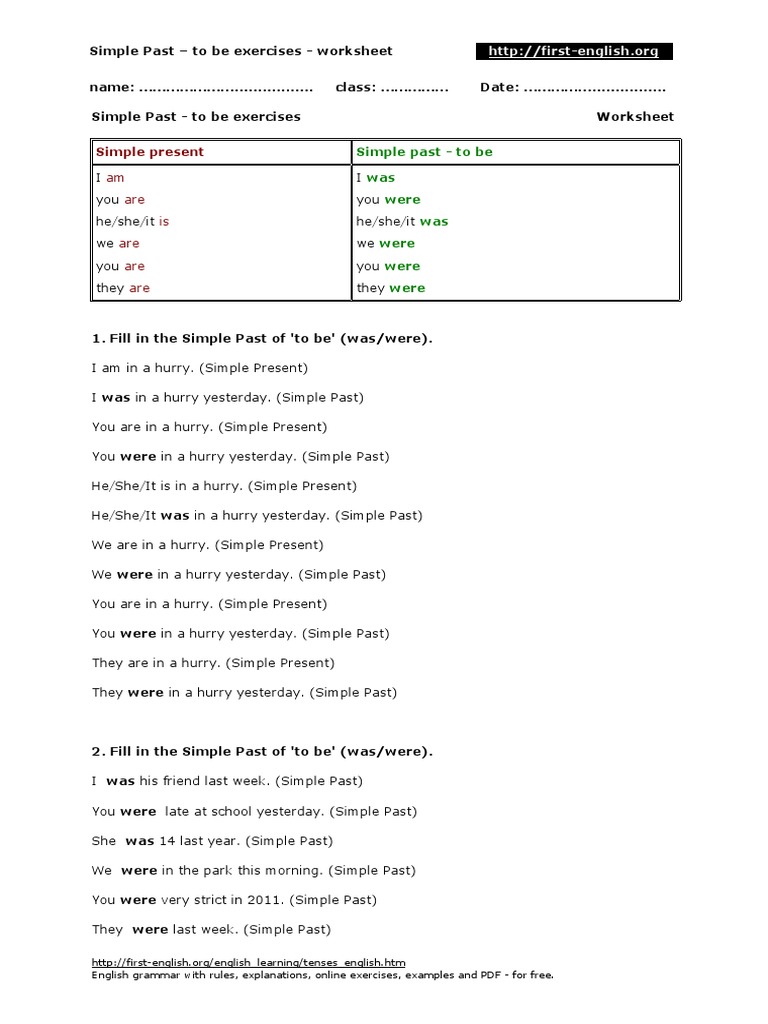 Simple Past 40 Irregular Verbs To Be Worksheet Answers PDF | PDF ...