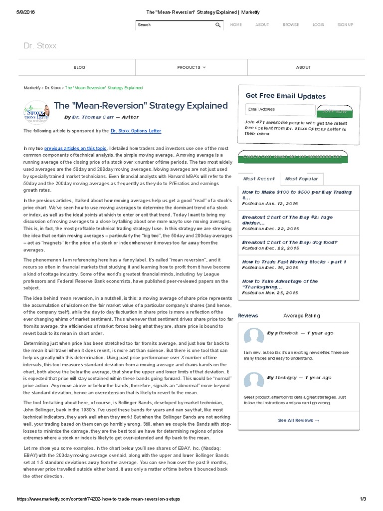 The - Mean-Reversion - Strategy Explained - Marketfy | PDF | Moving Average | Stocks