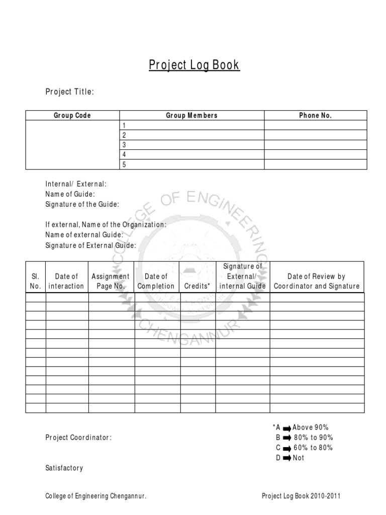 Project Log Book for Engineering Students | PDF | Business