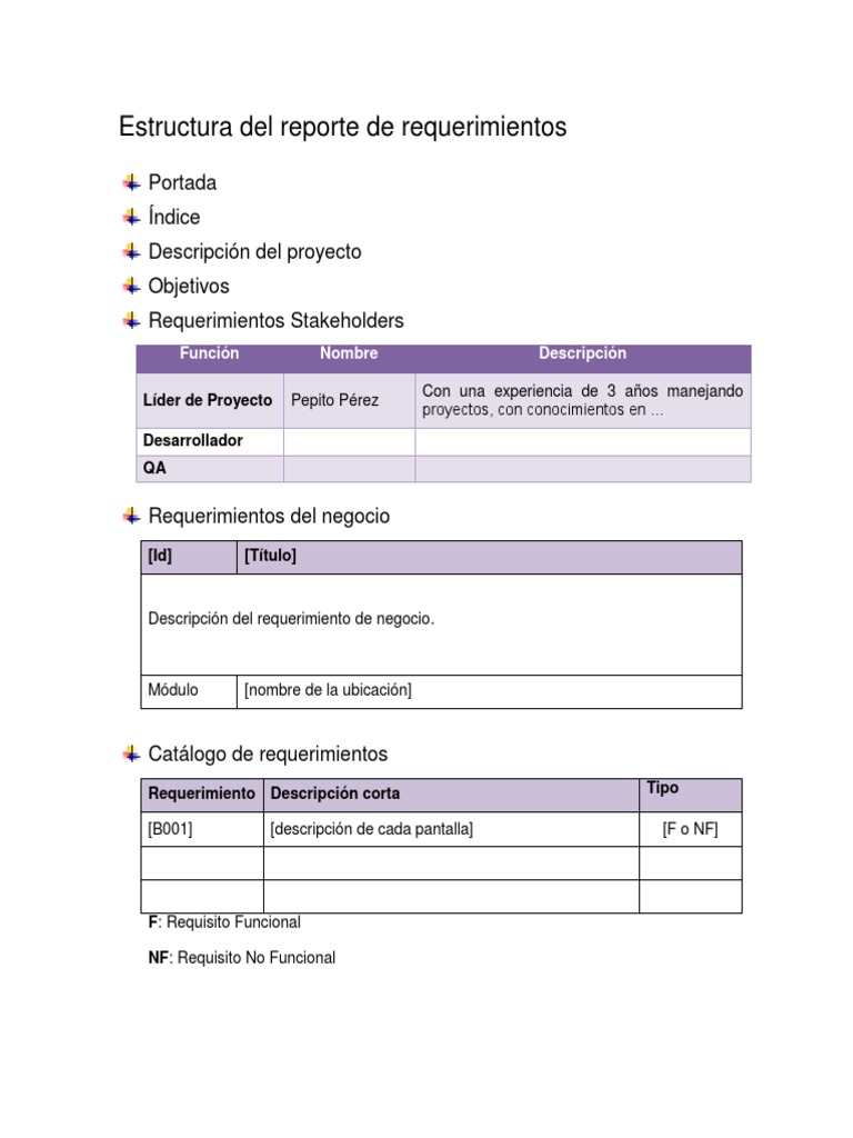 Estructura de Un Reporte de Requerimientos PDF | PDF