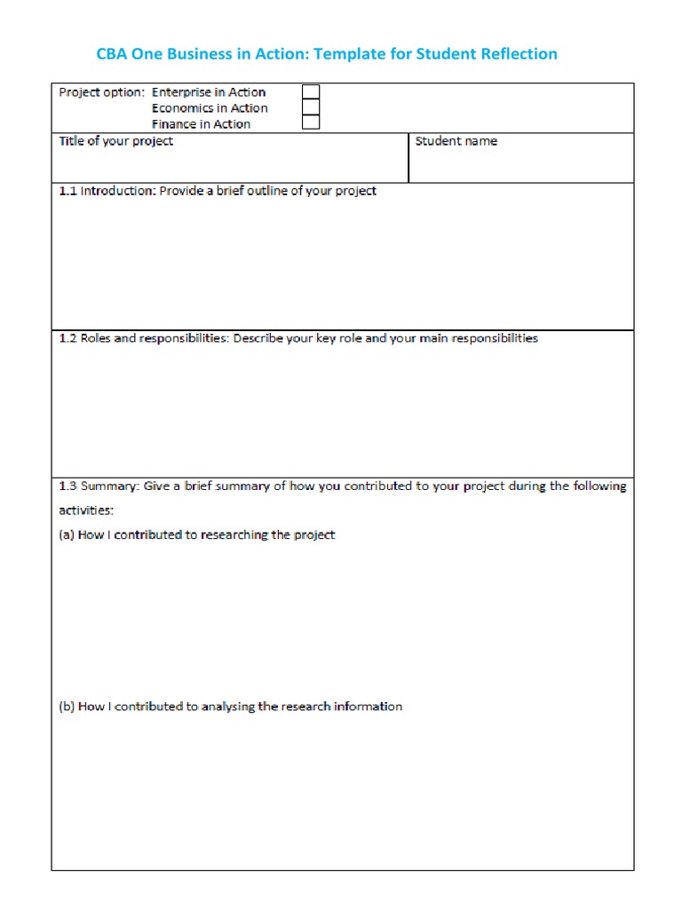 Cba1 Student Reflection Template | PDF
