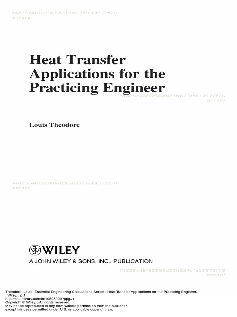 Essential Engineering Calculations Series Heat Transfer Applications ...
