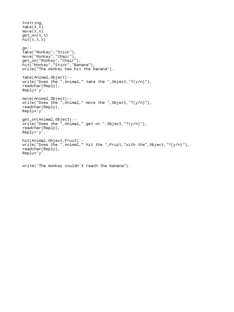 Monkey Banana Problem in AI1 | PDF