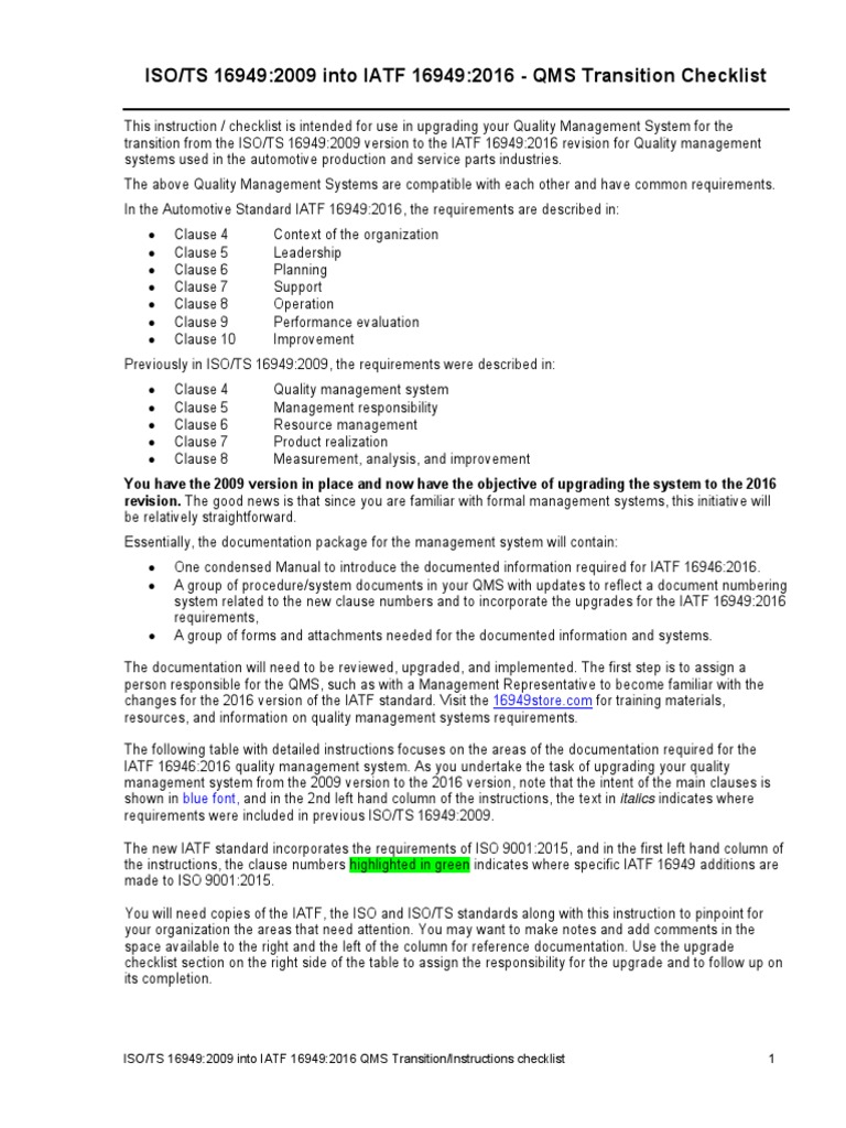 IATF 16949 QMS Upgrade Sample | Quality Management | Quality Management ...