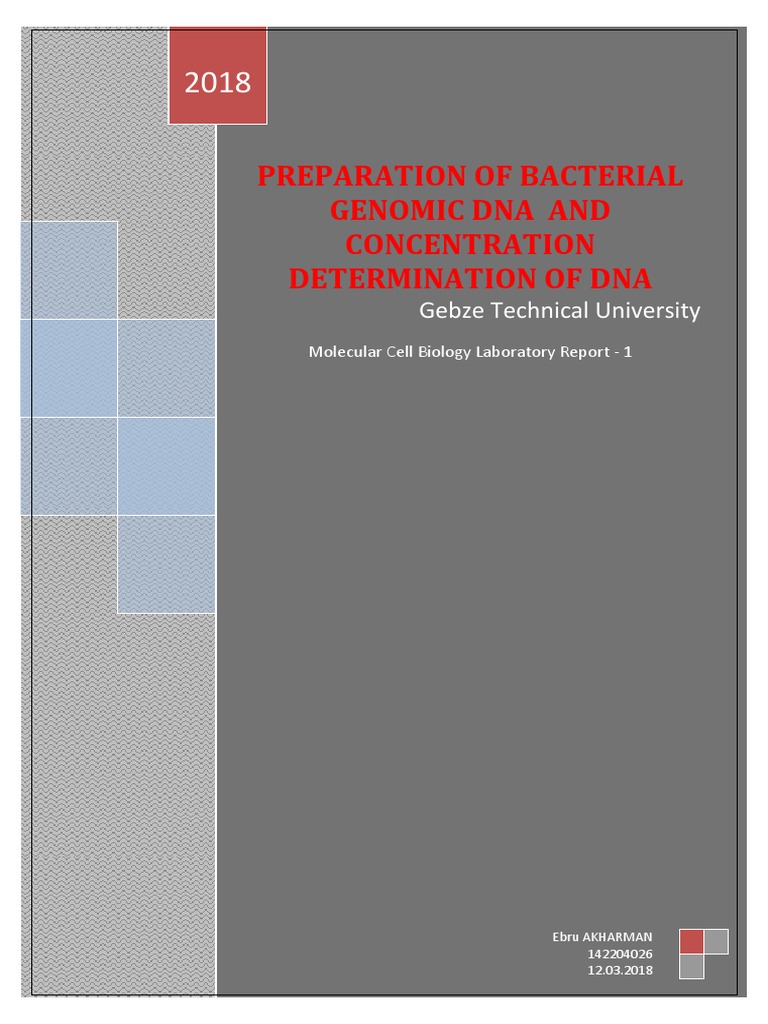 Preparation of Bacterial Genomic Dna and Concentration Determination of ...