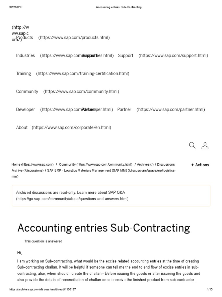 Accounting Entries Sub-Contracting | PDF | Inventory | Debits And Credits