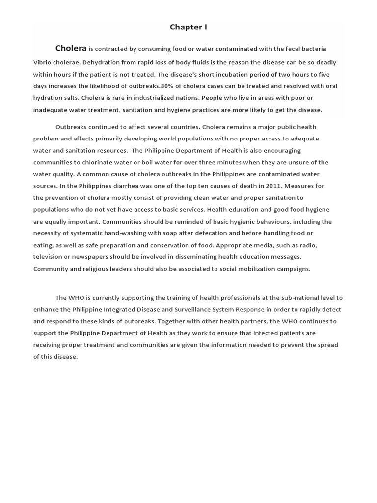 Cholera Report | PDF | Cholera | Dehydration