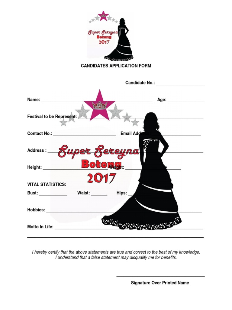 Application Form Pageant | PDF