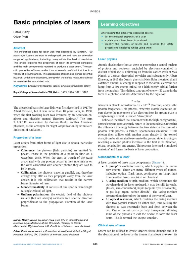 Principii de Baza Despre Laser | PDF | Laser | Photon