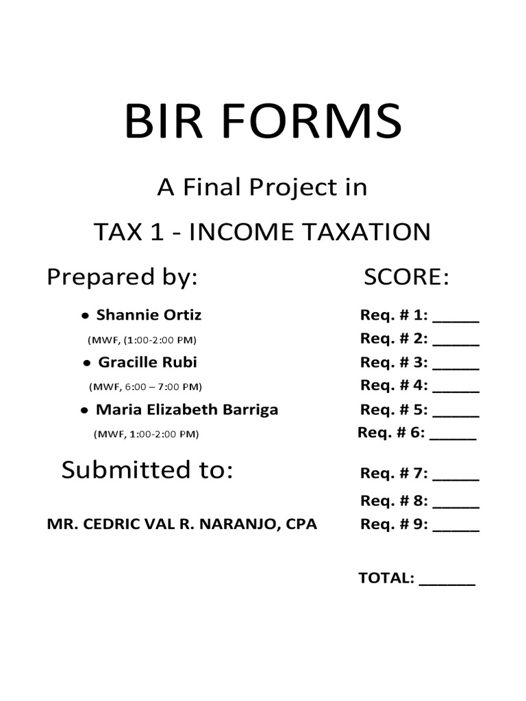 Bir Forms: A Final Project in Tax 1 - Income Taxation | PDF ...