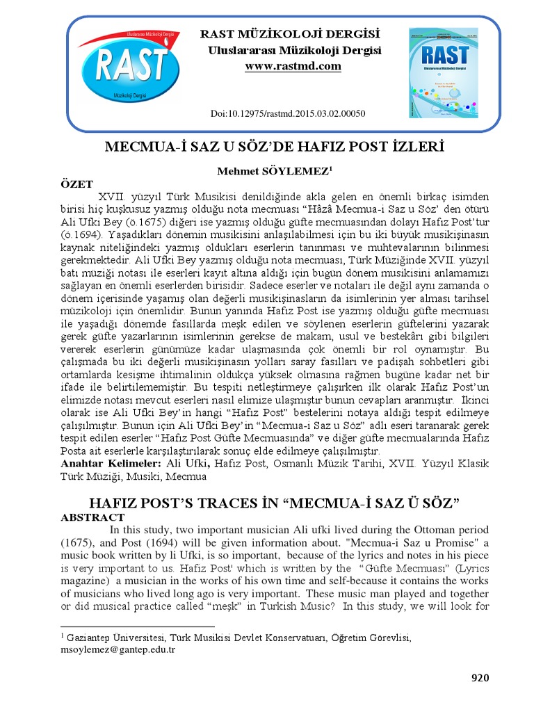 50 Mecmua I Saz U Soz de Hafiz Post Izlerii PDF | PDF