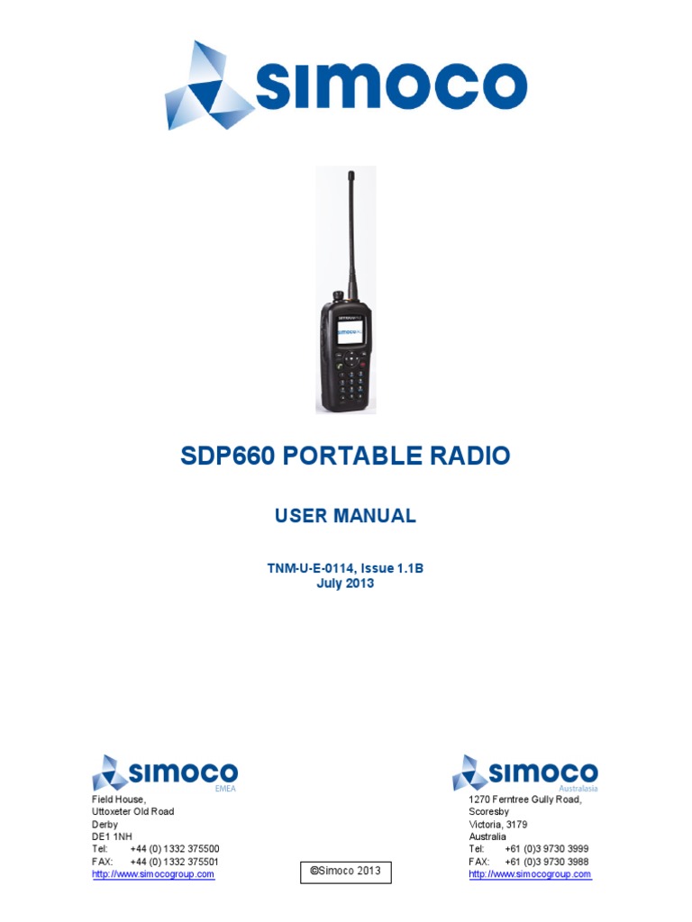 Manual Simoco SDp660 | PDF | Radio | Battery Charger