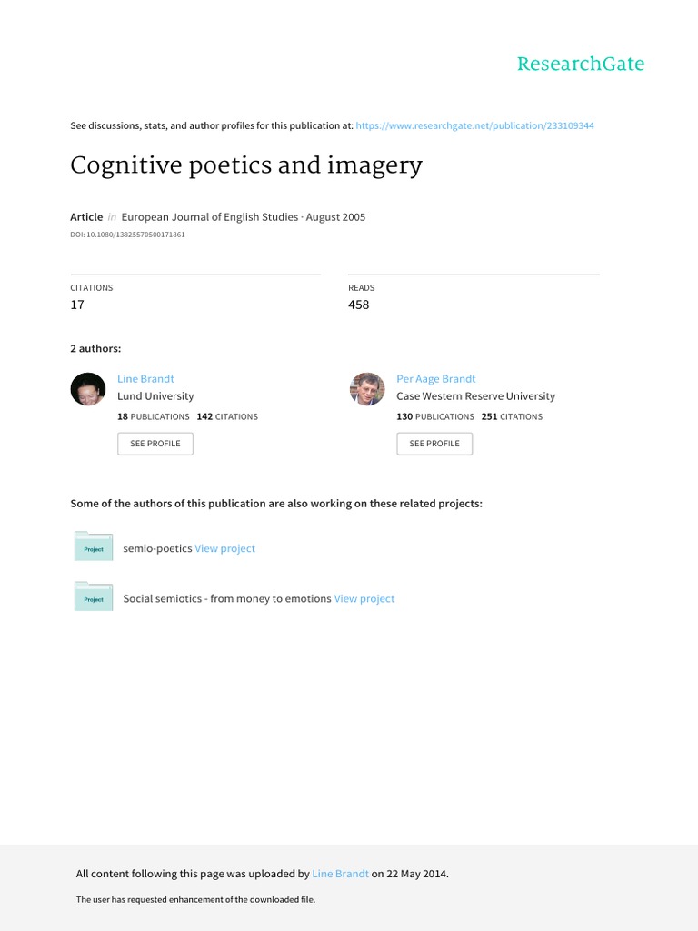 Cognitive Poetics & Imagery | PDF | Art