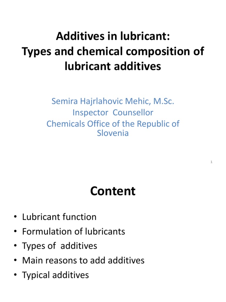 Types and Functions of Lubricant Additives | PDF | Lubricant | Motor Oil