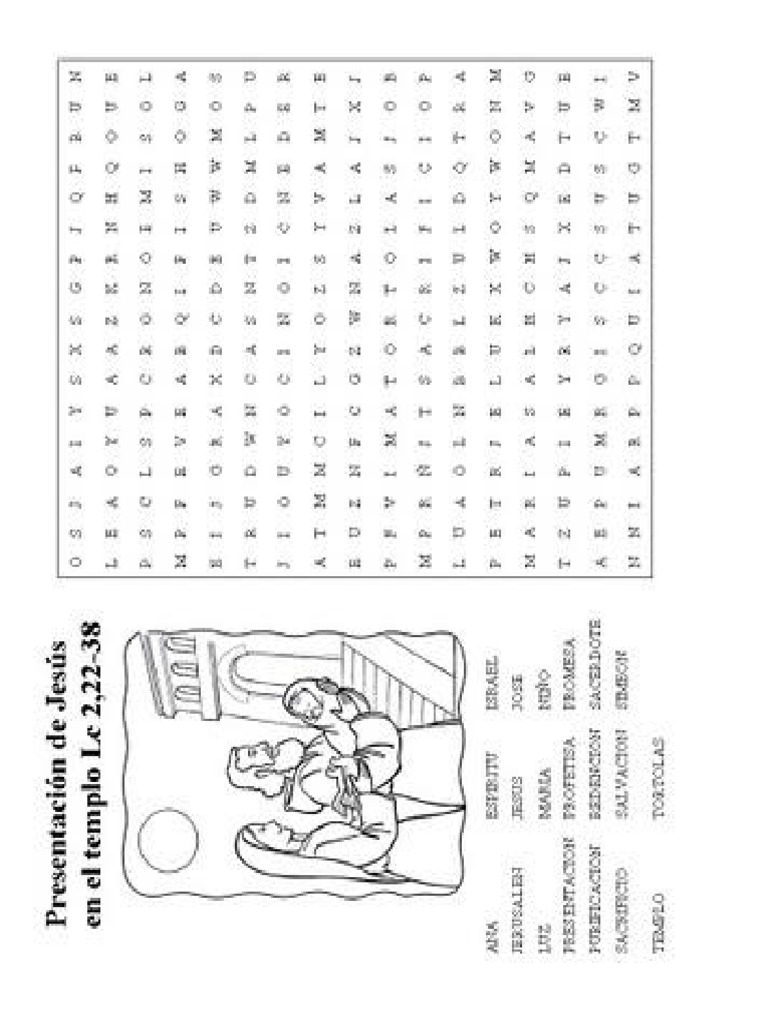 Sopa de Letras El Niño Jesus en El Templo | PDF