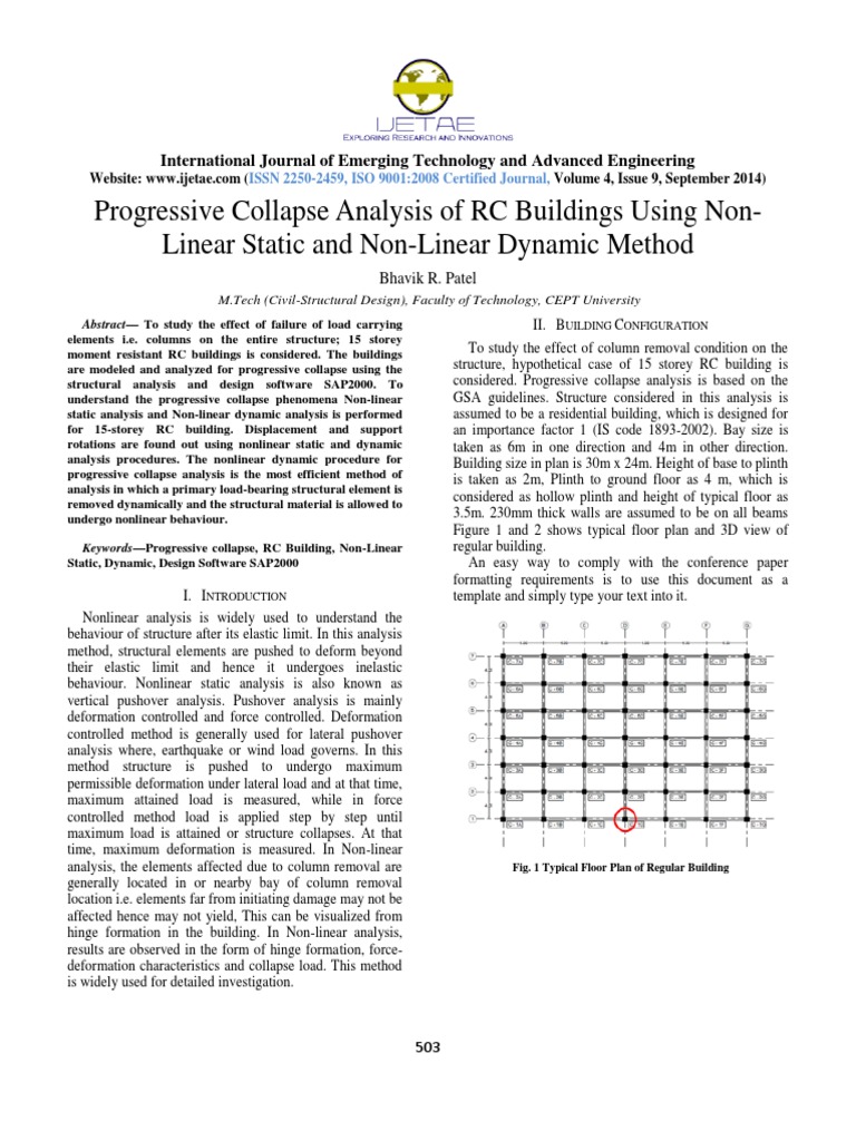 Progressive Collapse Analysis of RC Buildings Using Non - Linear Static ... Progressive Collapse Analysis of RC Buildings Using Non - Linear Static ...