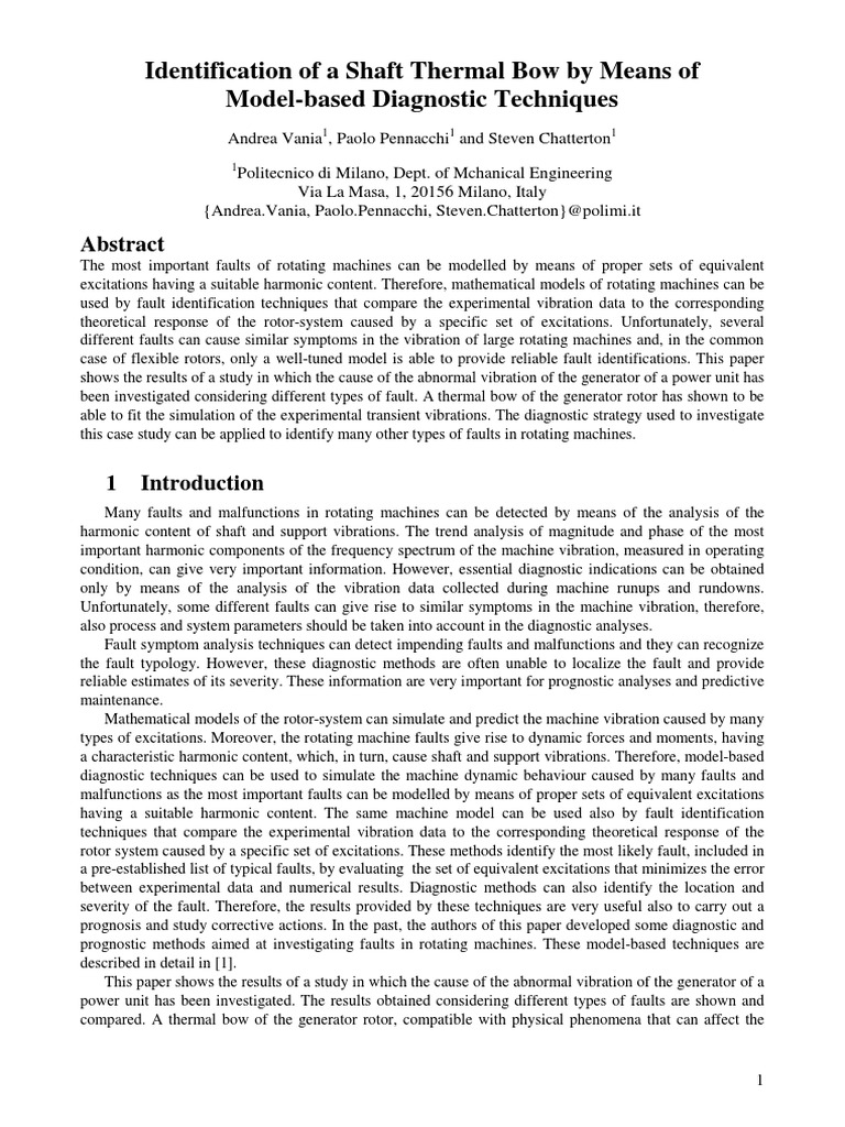 Identification of A Shaft Thermal Bow by Means of Model-Based ...