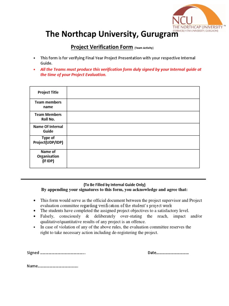 Project Verification Form NCU | PDF
