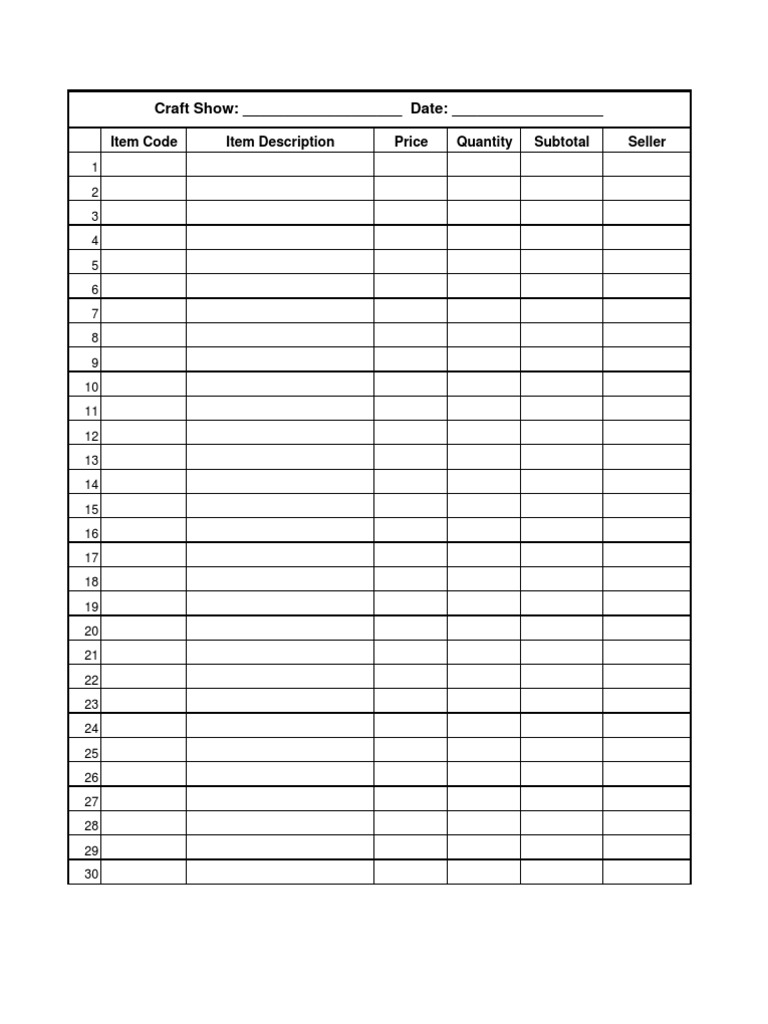 Craft Show Sales Tracking Sheet | PDF | Computers