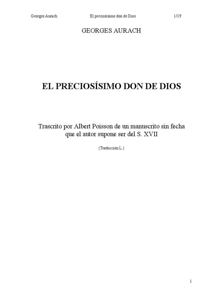 Aurach Georges - Preciosisimo Don de Dios PDF | PDF | Agua | Incendios