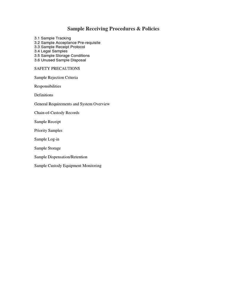 Sample Receiving Procedures Overview | PDF