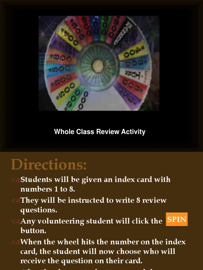 Wheel of Fortune Review Activity | PDF | Game Shows | Gaming