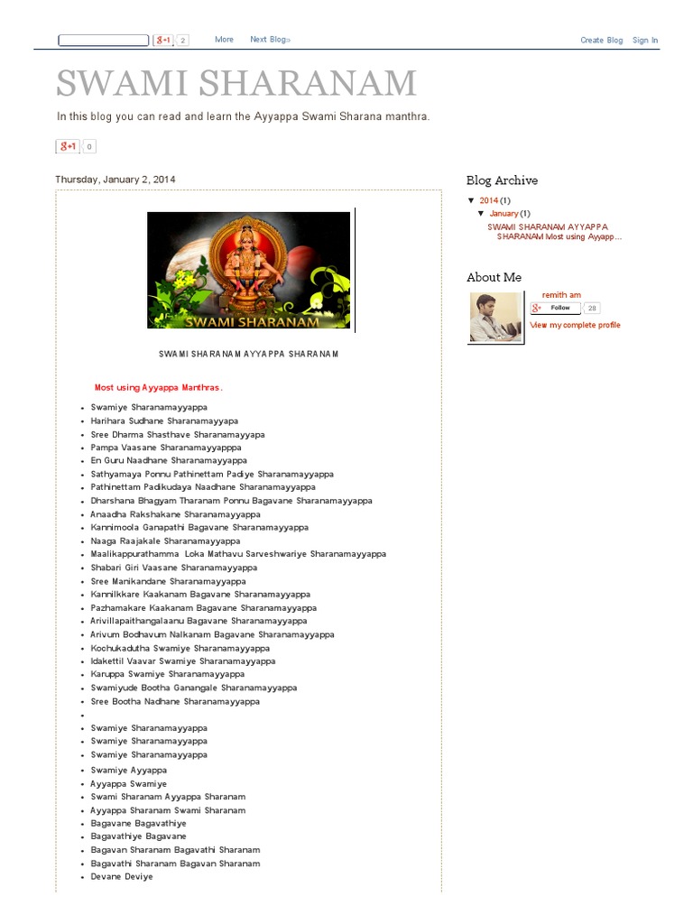Swami Sharanam | PDF | Asian Ethnic Religion | Hindu Gods